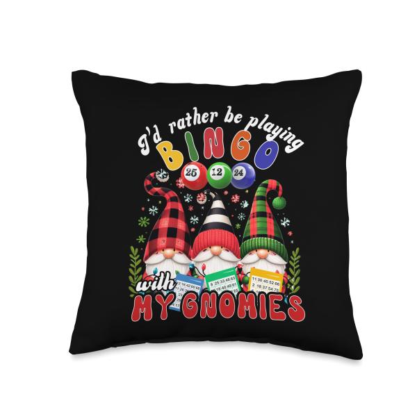 ・Gnomies Christmas Bingo Costumes for Family Christmas Games with funny saying I'd be rather playing Bingo with my Gnomi...
