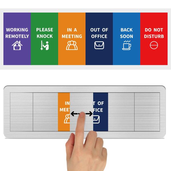 ・【6 Clear Privacy Options】Our slide door sign includes 6 status options: Do Not Disturb, Please Knock, In a Meeting, Out...