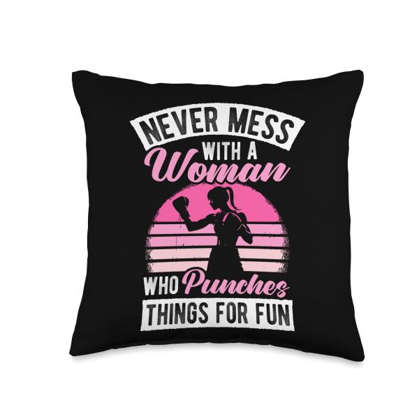 ・NEVER MESS WITH A Woman WHO PUNCHES THINGS FOR FUN Boxing Motivational. Empowerment on display with a striking female b...