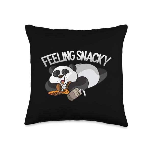 ・Funny Food Lover Panda design shows a kawaii style graphic of a chubby and cuddly panda eating pizza, burger, fast food...