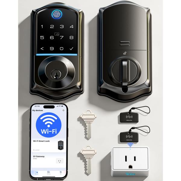・Total Control, Anywhere: The Veise VE017G Smart Wi-Fi Door Lock breaks distance limitations, allowing you to remotely l...