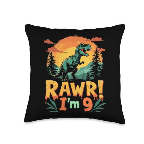 ・RAWR! I'm 9 Dinosaur Birthday. Eye-catching dinosaur illustration for a memorable 9th birthday celebration.・Dinosaur Bi...