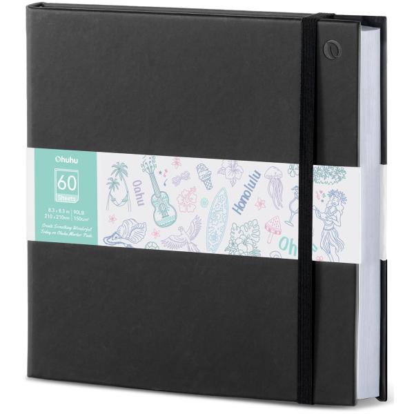 ・【ユニークなDIYカバーデザイン】特別なPUレザー製カバーで、ステッカーや絵など自分好みにカスタマイズできます。自分だけの特別なスケッチブックに仕上げましょう。・【両面にじまない紙60枚/120ページ】インクが裏面に染み込まないため、両面...