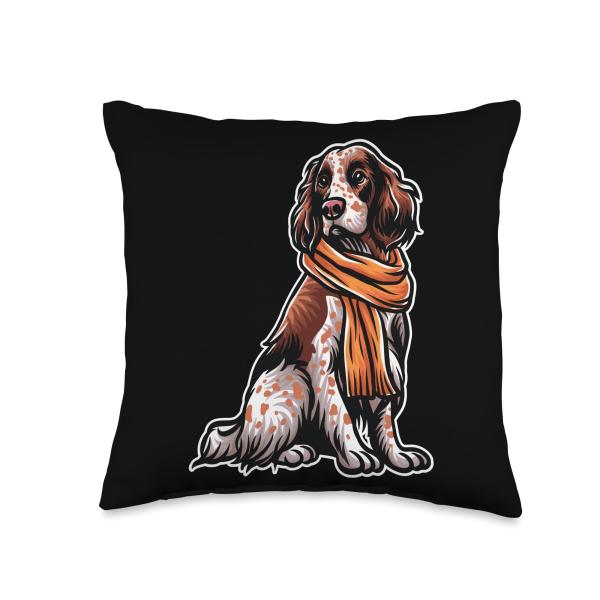 ・English Setter Dog Scarf Pumpkin Happy Thanksgiving design shows a cute dog wearing a scarf with a coffee mug of pumpki...