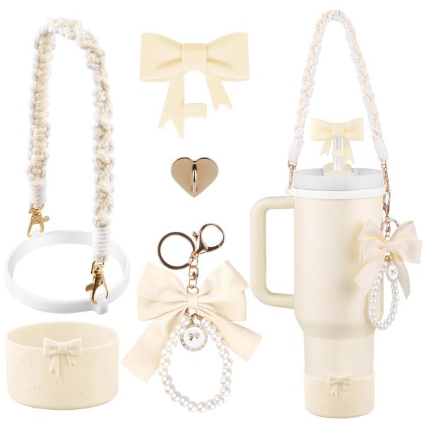 ・The Stanley Cup Accessories Set for 30/40oz includes -1pcs water bottle handle strap, 1pcs water bottle boot with bow d...