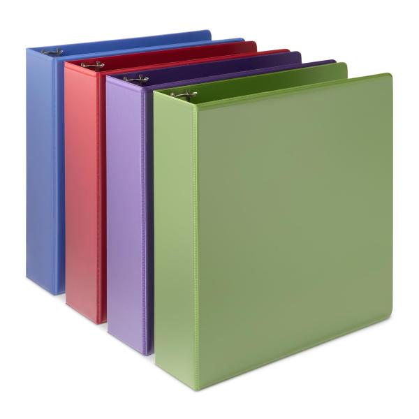 ・4-pack of durable 3-ring binders for documents with 2 transparent interior folder pockets・Ideal as a school binder for ...