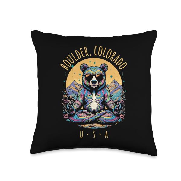 ・Boulder Colorado vibrant abstract bear design, perfect for Boulder residents and visitors, nature lovers, those who vib...