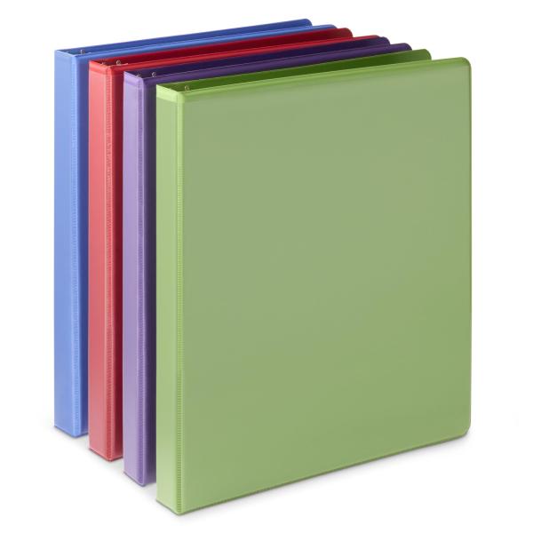 ・4-pack of 3-ring binders for organizing documents; assorted colors: red, blue, green, and purple・Ideal for students, pe...