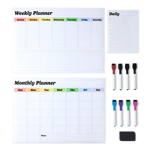 ・SET OF 3 CALENDAR BOARDS: Contains three magnetic whiteboard calendars - daily (8 x 6 inches), weekly (16.9 x 12 inches...