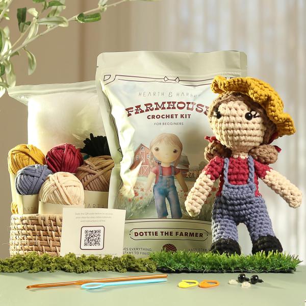 ・初心者のためのかぎ針編み:初心者、子供、大人のためのHearth ＆ Harbor's Farmhouse Crochetキットで、楽しくてやりがいのあるアミグルミの世界に飛び込みましょう。愛らしい農場のキャラクターを作るのに必要なものが...