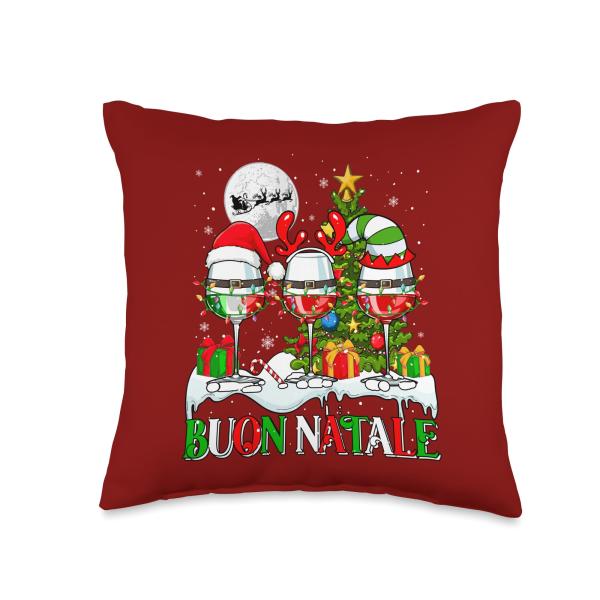 ・This Buon Natale Merry Christmas Italian Three Santa Wine Glasses costume is for dad, mom, grandma, grandpa, uncle, aun...