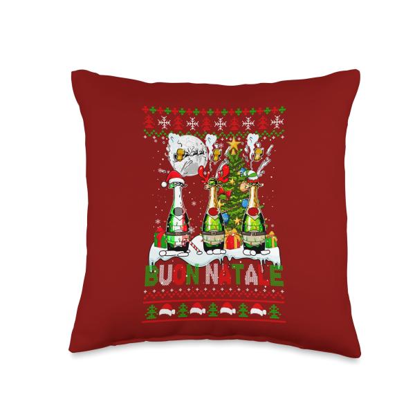 ・This Buon Natale Merry Xmas Three Santa Champagne Glasses Sweater costume is for dad, mom, grandma, grandpa, uncle, aun...
