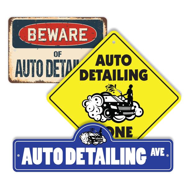 ・SHINE BRIGHT WITH STYLE!: These auto detailing signs are made for car enthusiasts who love a sparkling clean ride. Perf...