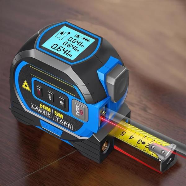 ・【Multi-functional Design】The 3-in-1 Laser Tape Measure size is 3.15*3.35*1.77in. The digital measuring tape combine a 1...