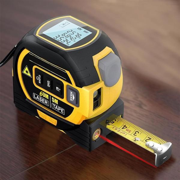 ・【Multi-functional Design】The 3-in-1 Laser Tape Measure size is 3.15*3.35*1.77in. The digital measuring tape combine a 1...