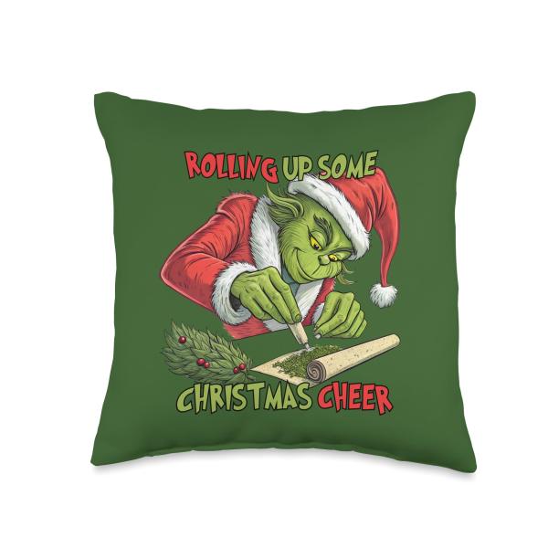 ・Add a cheeky twist to the holiday season with this "Rolling Up Some Christmas Cheer" design featuring a mischievous gre...