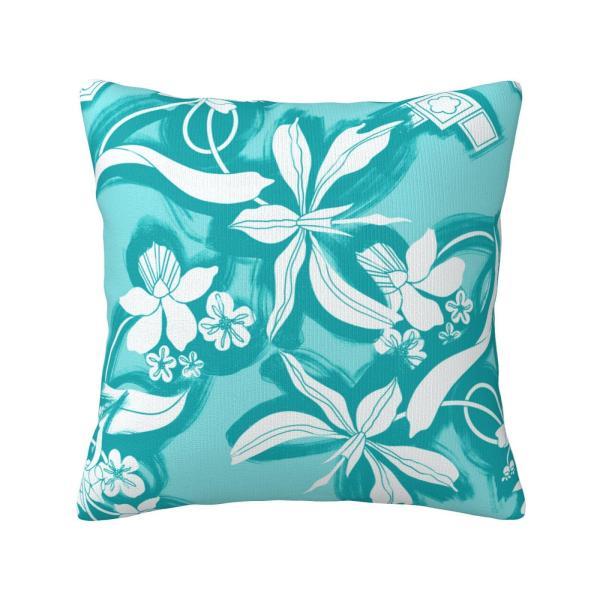 ・Vibrant Design: This decorative throw pillow features a bold, tropical floral pattern in shades of teal and white for a...
