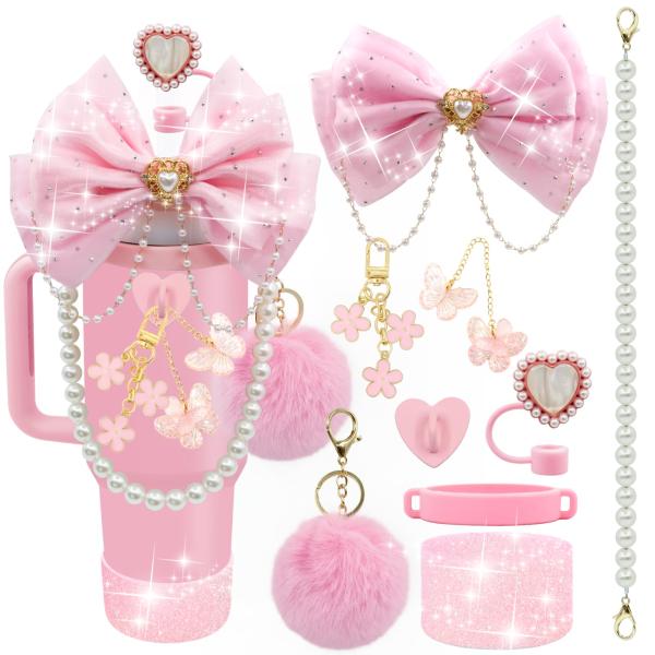 ・【Bling Up Stanley Cups Accessories Set】These bling glitter stanley cup accessories set is very girly and cute, includes...