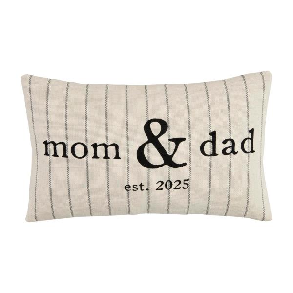 ・The Mom And Dad Est 2025 Pillow Features A Charming Striped Design, Perfect For Adding A Touch Of Elegance To Any Room・...