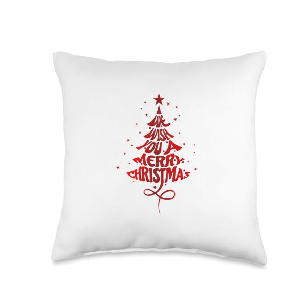 ・Gorgeous, design with the image of a festive red Christmas tree. The inscription in the form of a Christmas tree, We Wi...