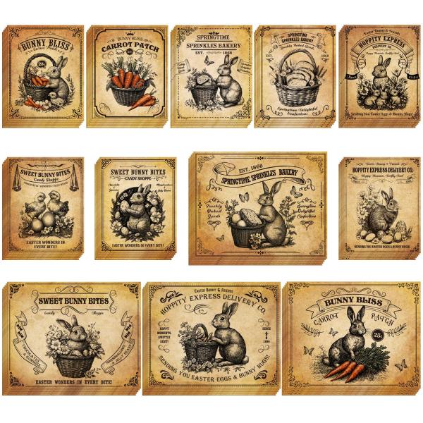 ・Poster Shaped Easter Sticker Set: the set contains 60 pcs retro Easter stickers, including 12 different styles, 5 sheet...