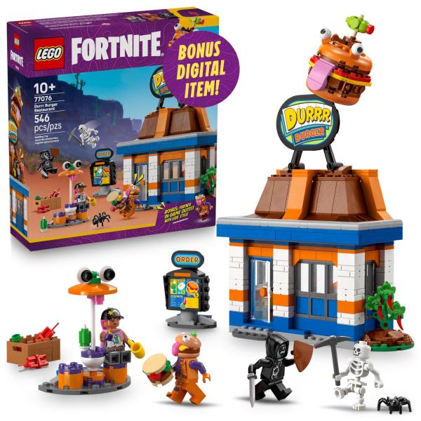 ・WELCOME TO DURR BURGER - Kids ages 10+ can build the iconic Fortnite restaurant (77076) with authentic details from the...