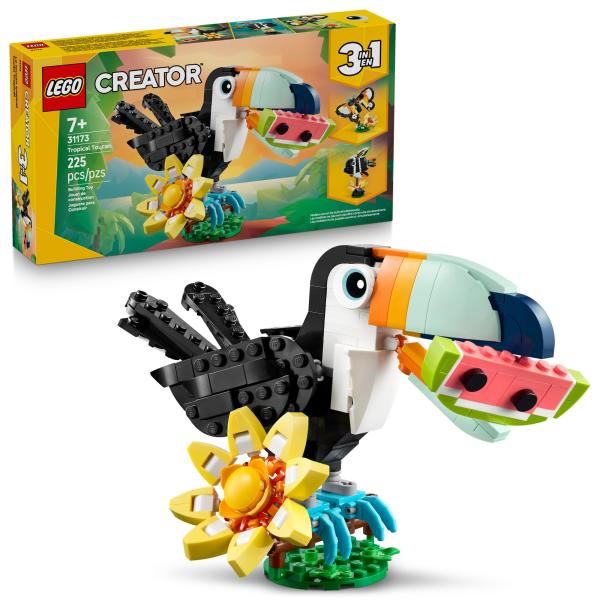 ・3 ANIMALS IN 1 BOX - The LEGO Creator 3 in 1 Wild Animals: Tropical Toucan (31173) building set lets kids 7 years old a...