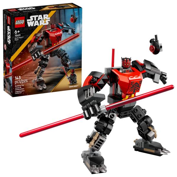 ・STAR WARS MECH TOY - Kids ages 6+ can build the LEGO Star Wars Darth Maul Mech (75411), a posable battle suit based on ...