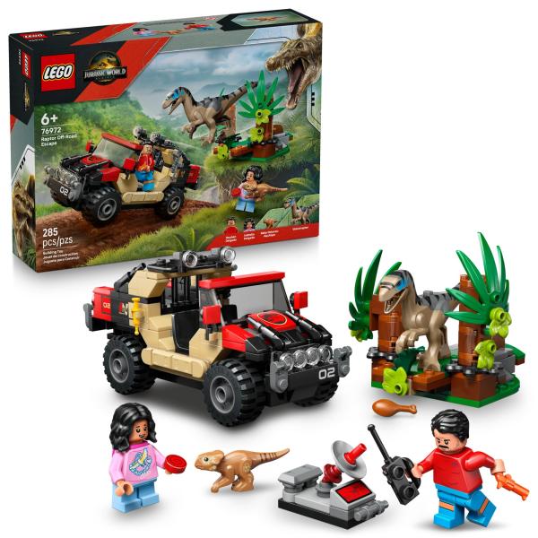 ・RAPTOR CHASE ADVENTURE - Kids ages 6+ can build the Raptor Off-Road Escape (76972) featuring a fearsome dinosaur with m...