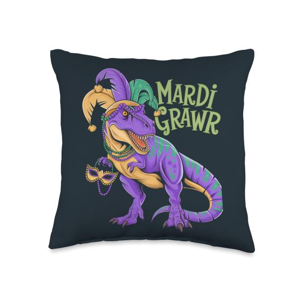 ・Step into the vibrant celebration of Mardi Gras with this playful dinosaur design, capturing the festive spirit with it...