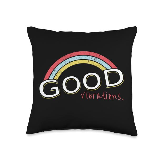 ・Retro "Good Vibrations" rainbow design for a fun, positive style.・Ideal for fans of vintage inspired, colorful, and upl...