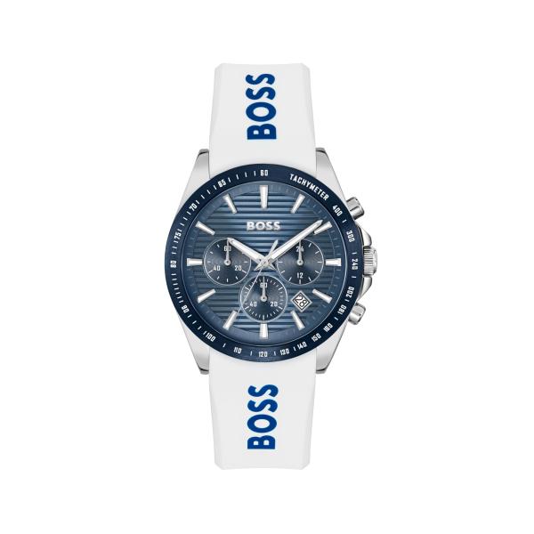・BOSS Strike Chronoは、鮮やかな色の溝状の文字盤が特徴で、夏に最適です。 日付機能付き大胆な41mmクロノグラフには、Hリンクブレスレットまたはロゴプリントのシリコンストラップが付いており、スポーティなディテールでどんな装...