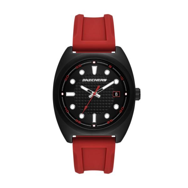 ・Perfect for any occasion, this watch features a bold red silicone strap and a striking textured black dial, giving it a...