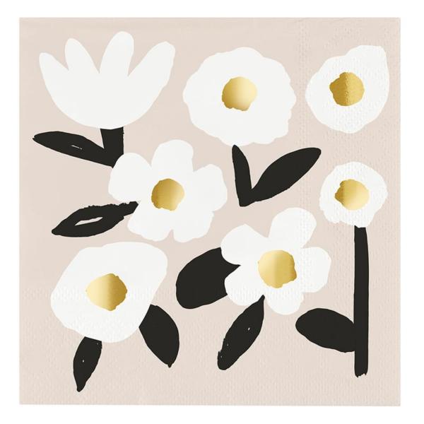 ・BEVERAGE NAPKINS Pretty napkins featuring a floral design with gold foil accents・20-PACK NAPKINS Each measure 5 x 5-inc...