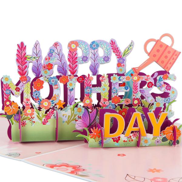 ・【Spectacular 3D Pop-Up Design】This popup mothers day card features an eye-catching 3D design that reveals a vibrant "HA...