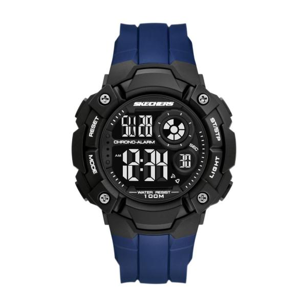 ・With a sizable 51mm round case and a comfortable blue strap, this Skechers digital watch makes a statement while ensuri...