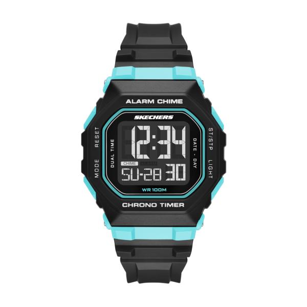 ・Featuring a bold 45mm barrel case with a sleek black strap, negative display and pop of bold blue, this digital watch b...