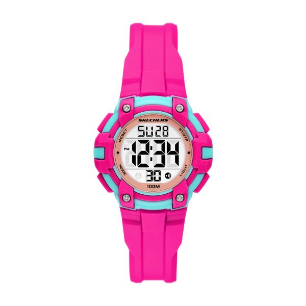 ・Featuring a 37mm round case with a mineral crystal, this digital watch from Skechers has a positive display dial for ea...
