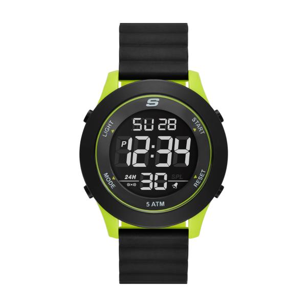 ・Style meets functionality with this Skechers Slip-Ins digital watch. Featuring a black and green magnetic two-piece str...
