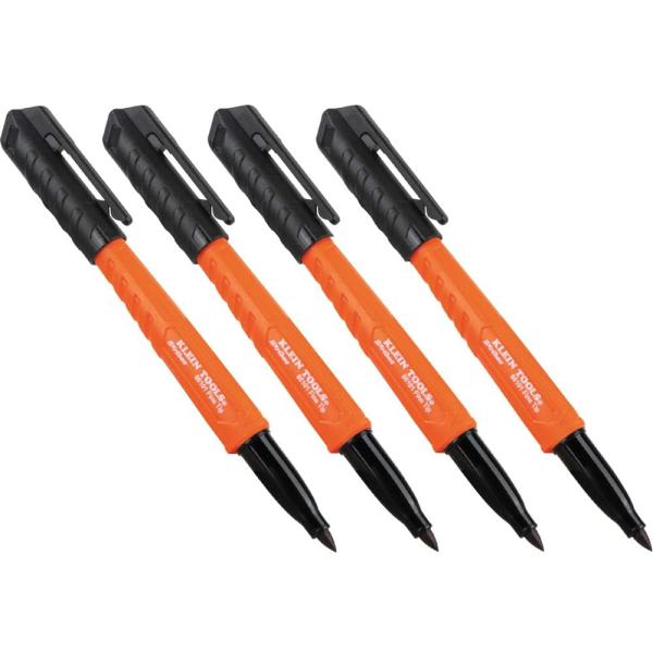 ・4-PACK BLACK FINE TIP PERMANENT MARKERS: Klein Skribes Markers feature high-quality, long-lasting ink with clog-resista...