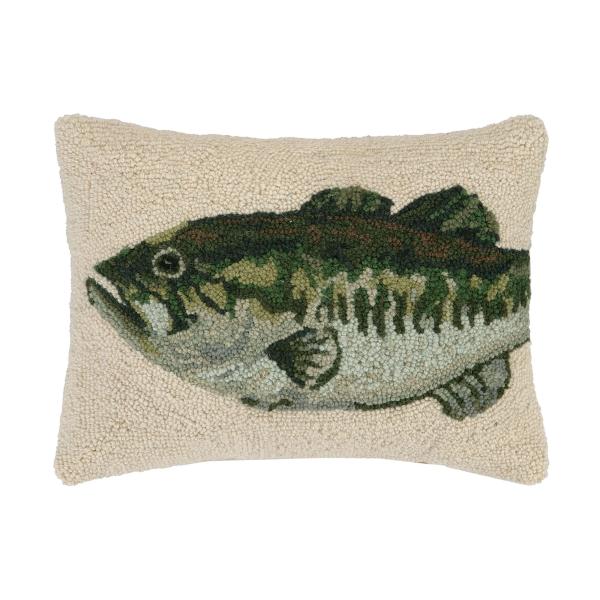 ・Capture the essence of the great outdoors with this charming Bass Hook Pillow. Featuring a hand-hooked wool face, the l...