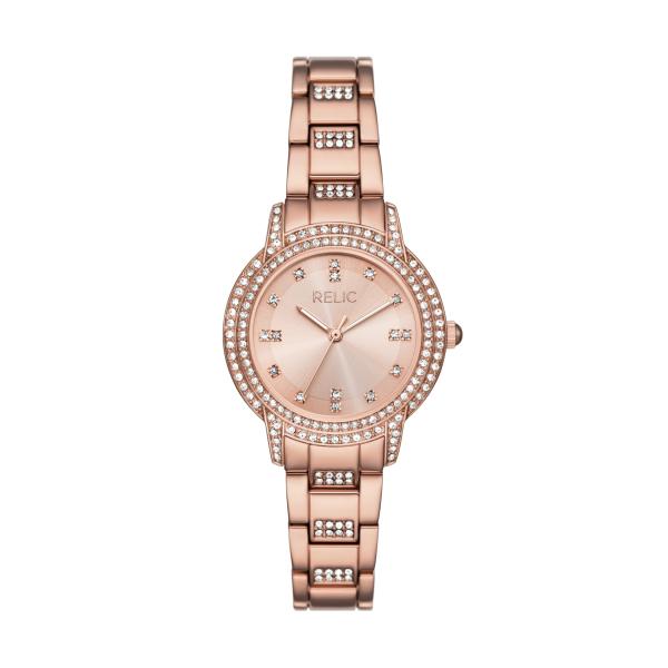 ・Timeless elegance meets modern style. The Relic by Fossil Marie watch captivates with a radiant rose gold-tone sunray d...