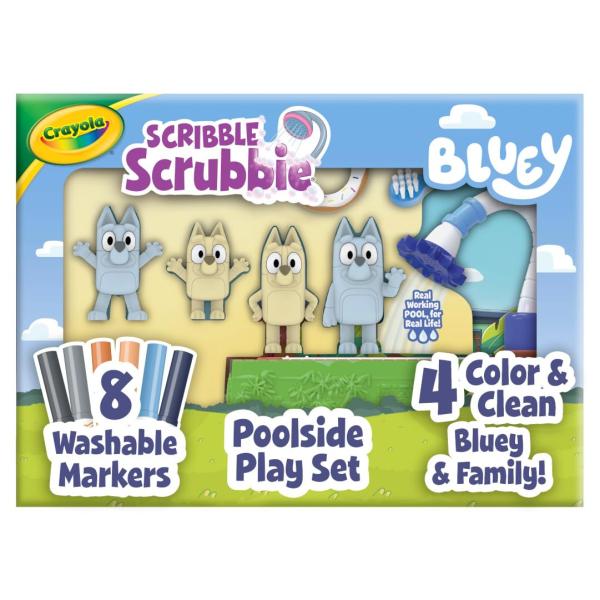 ・スクリブルスクラビーのおもちゃ:このScribble Scrubbiesブルーイプレイセットには、ブルーイキャラクター4個、ポンププール1個、インナーチューブ1個、風光明媚な背景1個、洗える落書きスクラバーマーカー8本、スクラブブラシ1本...