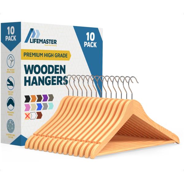 ・LIGHTWEIGHT ＆ DURABLE CONSTRUCTION: Crafted with reinforced natural wood, these hangers provide reliable support for co...