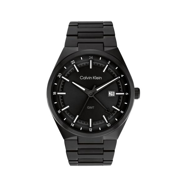 ・The GMT function with a 24-hour track and extra hour hand lets the wearer easily track a second time zone. The dual-fin...