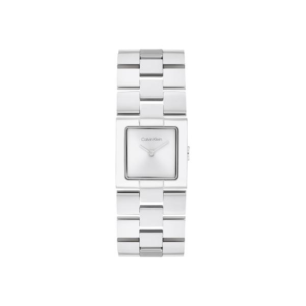 ・The CK Meridian makes a statement with its unique square-shaped case and fluid jewelry-inspired grid link bracelet, cre...