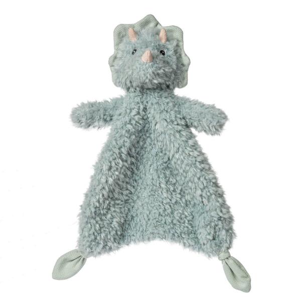 ・SOFT TOY LOVEY 恐竜は、足の角に結び目が付いたテクスチャード加工の青い生地の詰め物が足元に詰め込まれている、心地よい抱きしめるおもちゃです。loveyは刺繍された目、ネックフリル、柔らかいぬいぐるみの角を持つ柔らかい彫刻の顔...