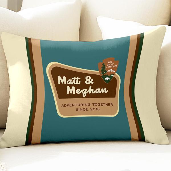 ・COZY UP YOUR SPACE with our outdoor adventure-inspired decorative accent pillow, customized with the names of family or...