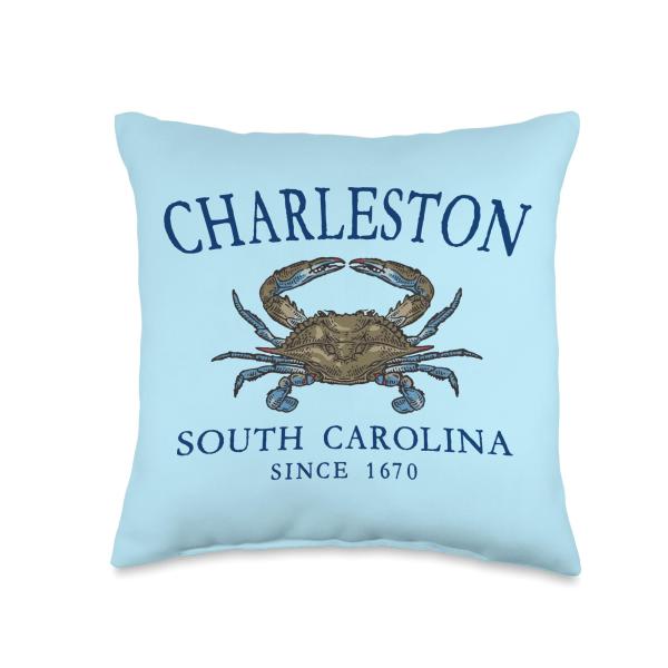・Charleston South Carolina Since 1670 blue claw crab navy blue letters vintage sea life gift for women and men a Charles...