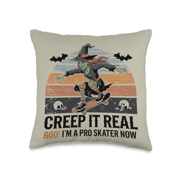 ・Funny Halloween Creep It Real Retro Witch Skateboarding, Celebrate Halloween in style with this retro and spooky Witch-...